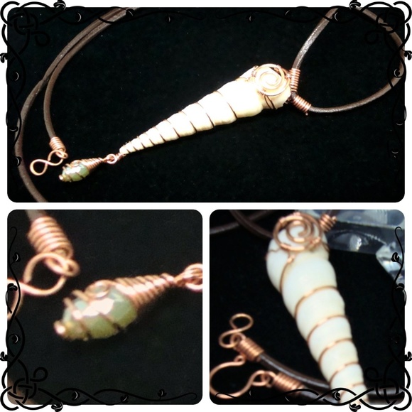 CreatedByKris | Jewelry | Spirals Seafoam Wrapped Auger Shell Necklace ...